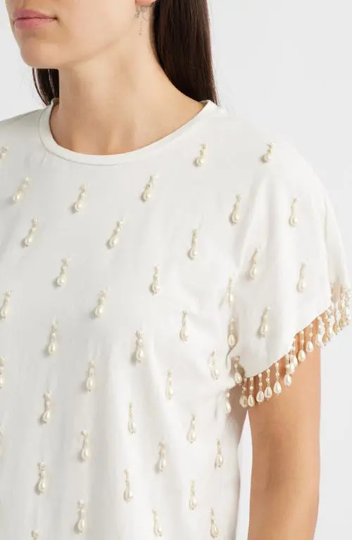 Kobi Halperin Carmel Faux Pearl Accent Cotton T-shirt