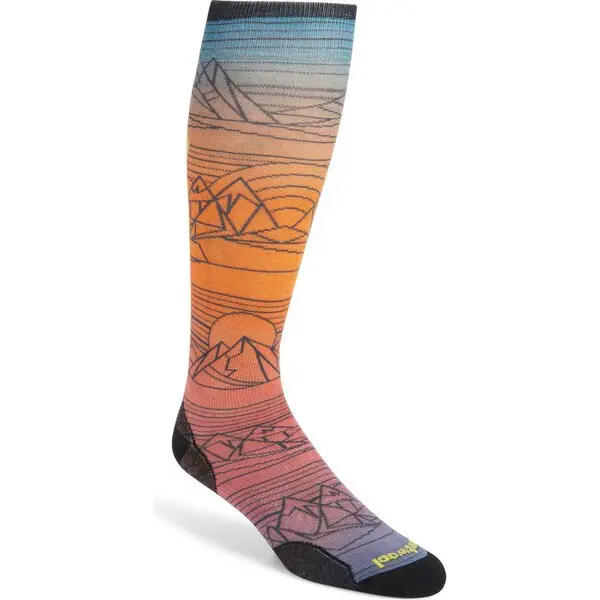 Smartwool Targeted Cushioning Geo Peaks Print Over-the-calf Ski Socks - Orange Rust