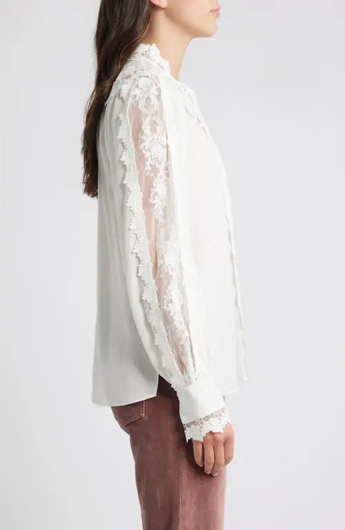 Kobi Halperin Miguel Lace Trim Silk Button-up Shirt