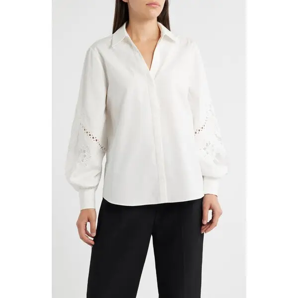 Kobi Halperin Calla Lace Accent Button-up Shirt
