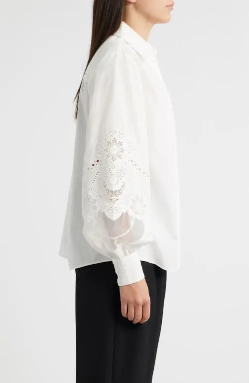 Kobi Halperin Calla Lace Accent Button-up Shirt