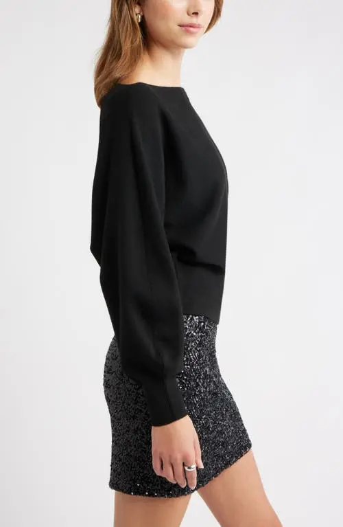 OPEN EDIT Boat Neck Sweater - Black