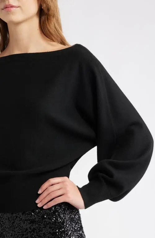 OPEN EDIT Boat Neck Sweater - Black
