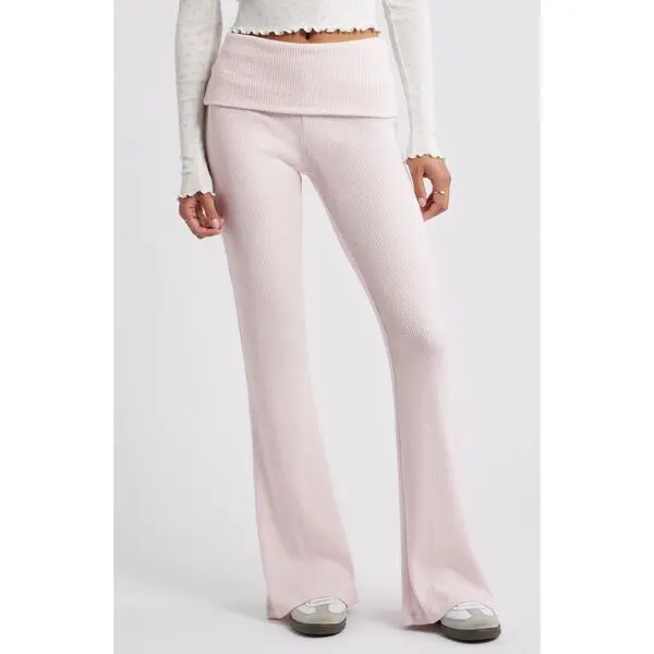 Bp. Cozy Flare Rib Pants - Pink Primrose