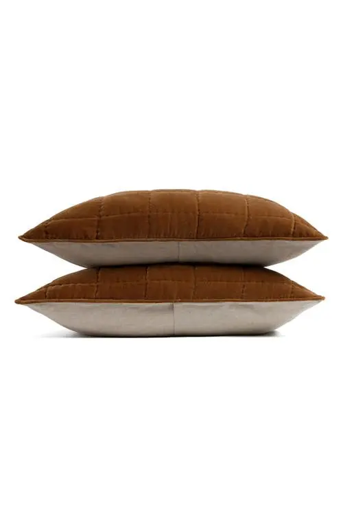 PARACHUTE Set Of 2 Hand Stitched Velveteen Pillow Shams - Tobacco