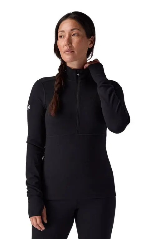 BACKCOUNTRY Cedars Rws Merino Midweight 1/4-zip Baselayer Top - Black