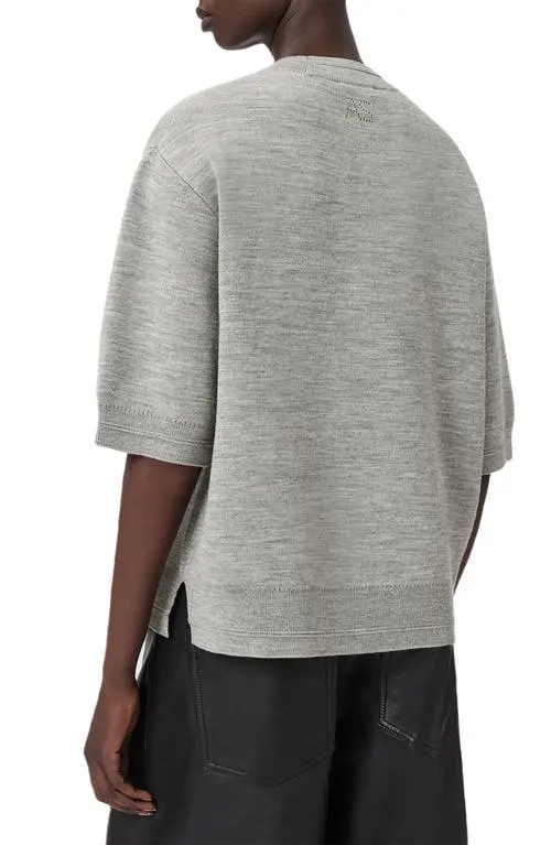 ALLSAINTS Nika Elbow Sleeve Wool Sweatshirt - Grey Marl