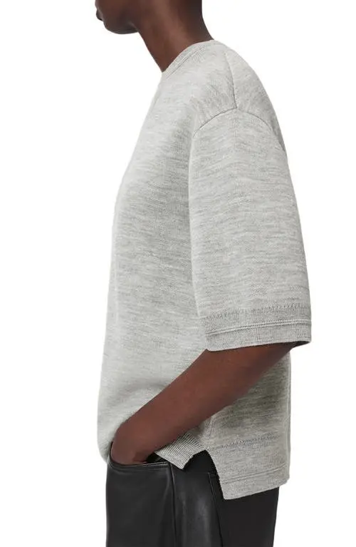 ALLSAINTS Nika Elbow Sleeve Wool Sweatshirt - Grey Marl
