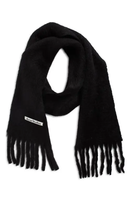 Acne Studios Vikky Mohair Blend Fringe Scarf - Black