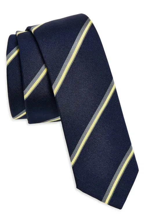 Thom Browne Shadow Stripe Silk & Cotton Mogador Tie - Navy