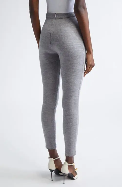 Balmain Virgin Wool & Cotton Blend Leggings - Light Grey
