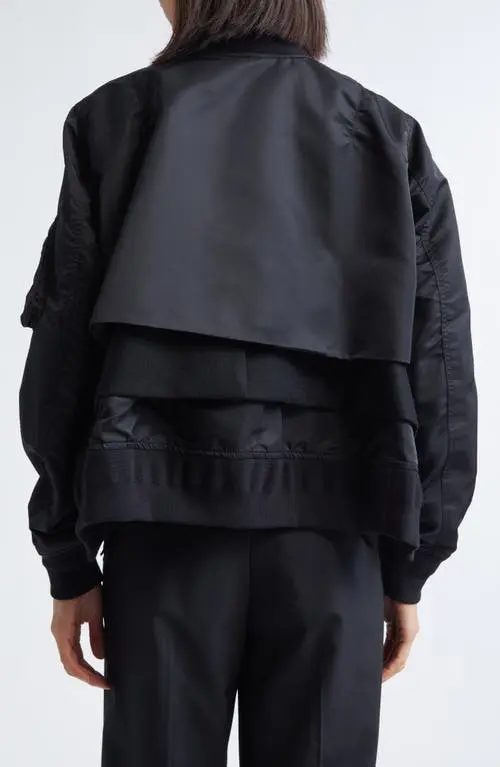 Sacai Nylon Twill & Wool Melton Blouson Jacket - Black