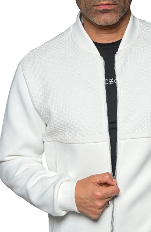 MACEOO Embossed Lambskin Leather Bomber Jacket