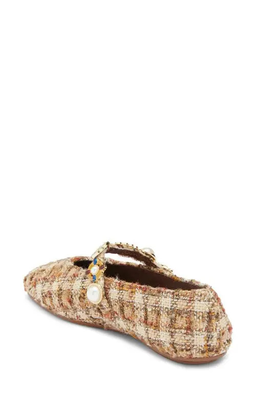 Jeffrey Campbell Amarissa Mary Jane Flat - Beige Brown Tweed