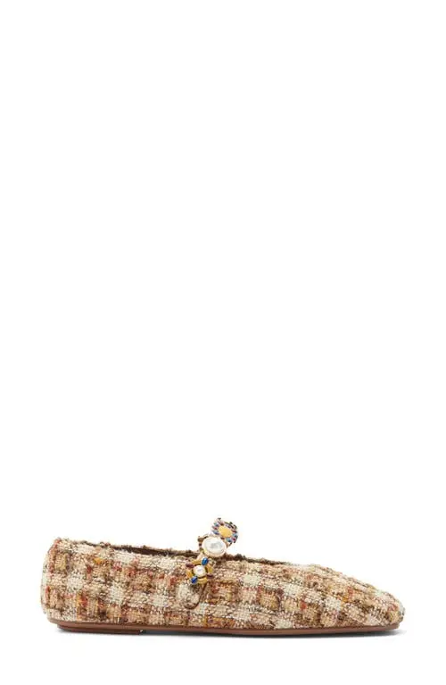 Jeffrey Campbell Amarissa Mary Jane Flat - Beige Brown Tweed
