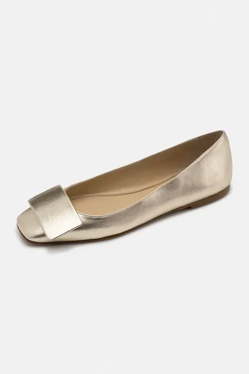 BELLS & BECKS Emma Ballerina Flat With Tab - Gold