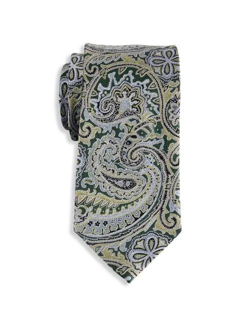 OAK HILL PREMIUM BY DXL Big & Tall Paisley Silk Tie - Green