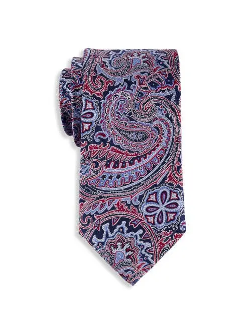 OAK HILL PREMIUM BY DXL Big & Tall Paisley Silk Tie - Navy