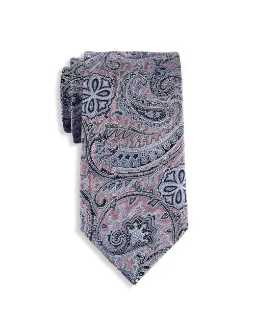 OAK HILL PREMIUM BY DXL Big & Tall Paisley Silk Tie - Pink