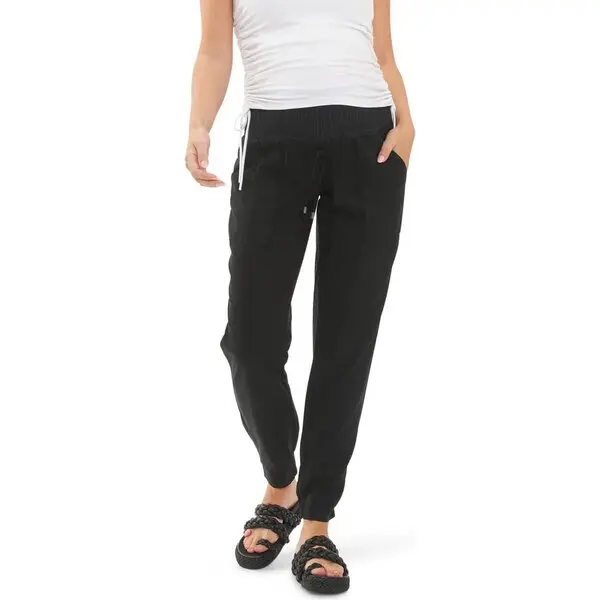 RIPE MATERNITY Tencel Off Duty Cargo Maternity Pant - Black