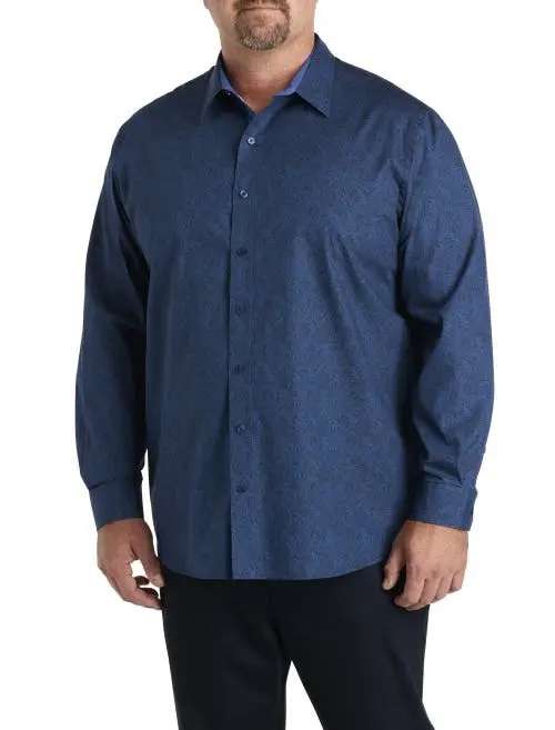 SYNRGY BY DXL Big & Tall Tonal Paisley Sport Shirt - Navy