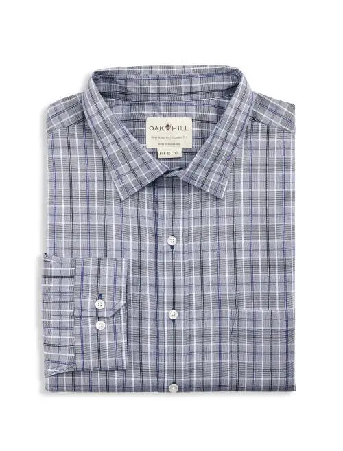 OAK HILL BY DXL Big & Tall Medium Plaid Performance Dress Shirt