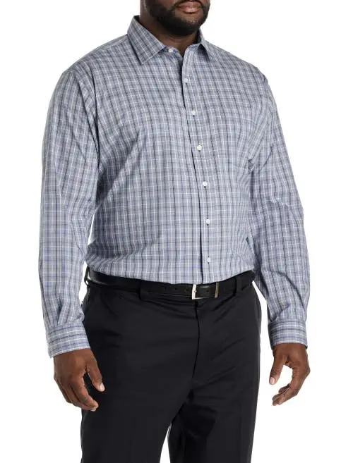 OAK HILL BY DXL Big & Tall Medium Plaid Performance Dress Shirt