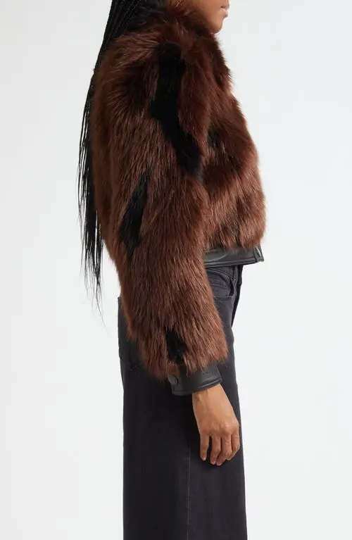 L'Agence Claira Faux Leather Trim Faux Fur Jacket