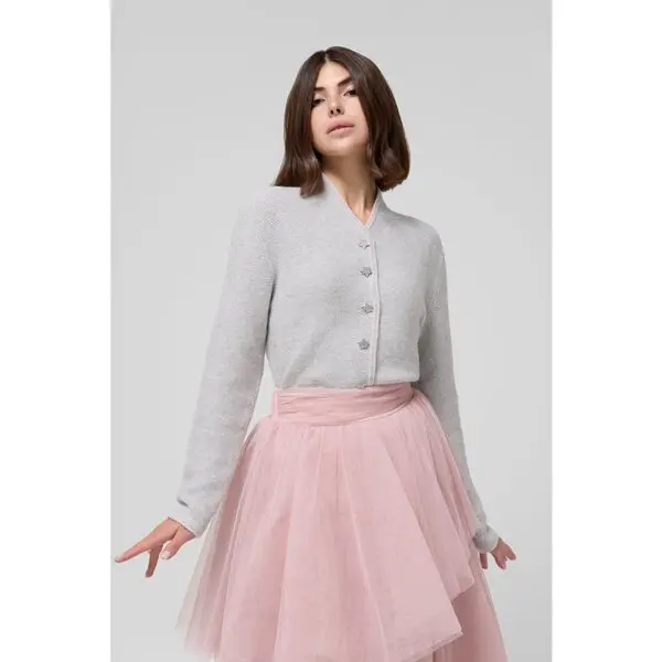 LE FAFO Loria Cashmere Cardigan Sweater - Gray