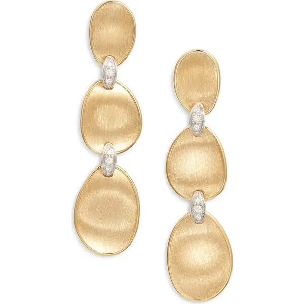 Marco Bicego Lunaria Diamond Triple Drop Earrings - Yellow/white Gold