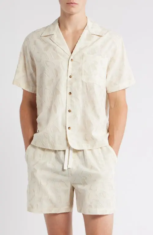 RIZORT Fin Tonal Pattern Camp Shirt - Cream