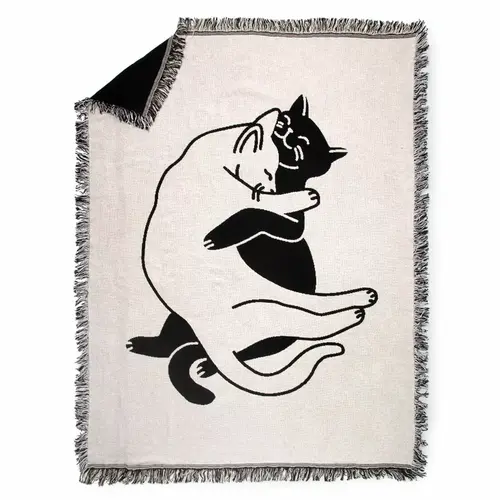 UNCOMMON GOODS Snuggle Cat Throw Blanket Seltzer Goods - Black /white Cats