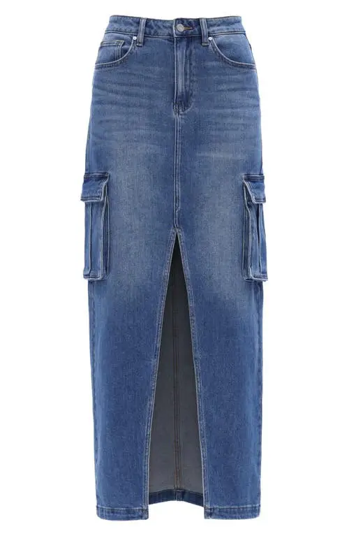 BAYEAS Denim Cargo Maxi Skirt