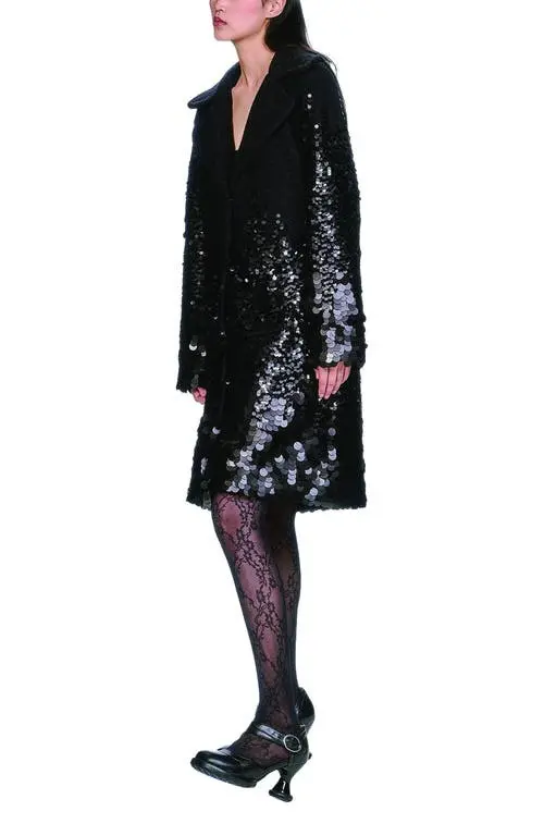 Anna Sui Paillettes Wool Coat