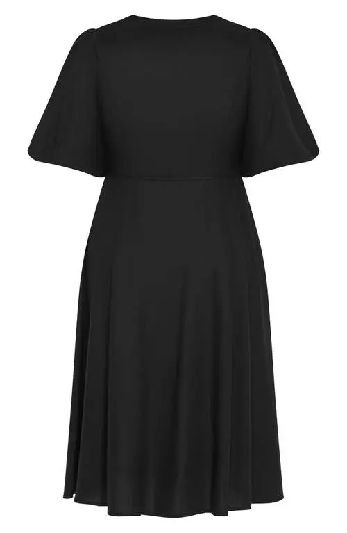 City Chic Bella Puff Sleeve Button-up Dress
