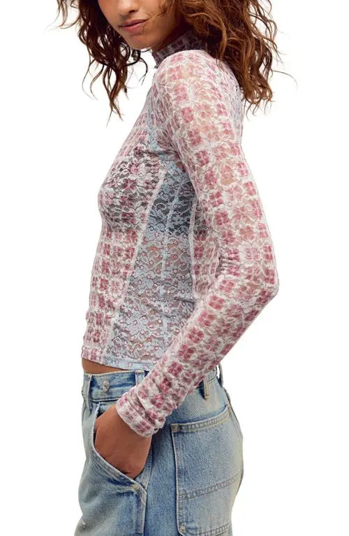 Free People Lyric Floral Lace Top - Tea Combo