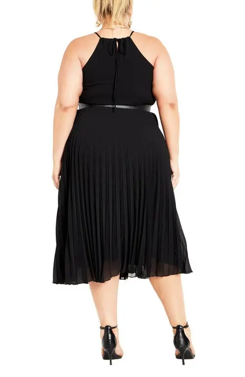 City Chic Sleeveless Pleat Dress
