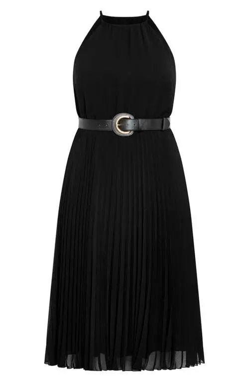 City Chic Sleeveless Pleat Dress