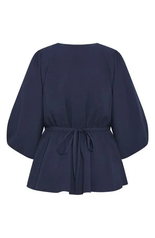 City Chic Celina Wrap Top - Navy
