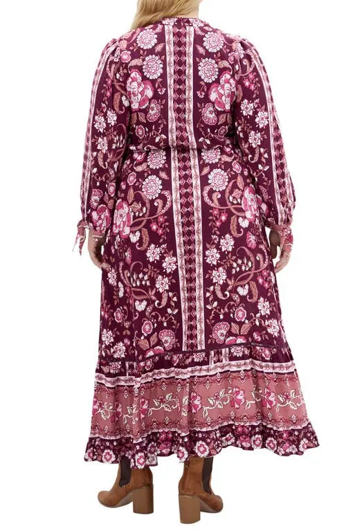 City Chic Trinity Print Long Sleeve Maxi Dress