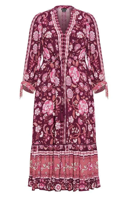 City Chic Trinity Print Long Sleeve Maxi Dress