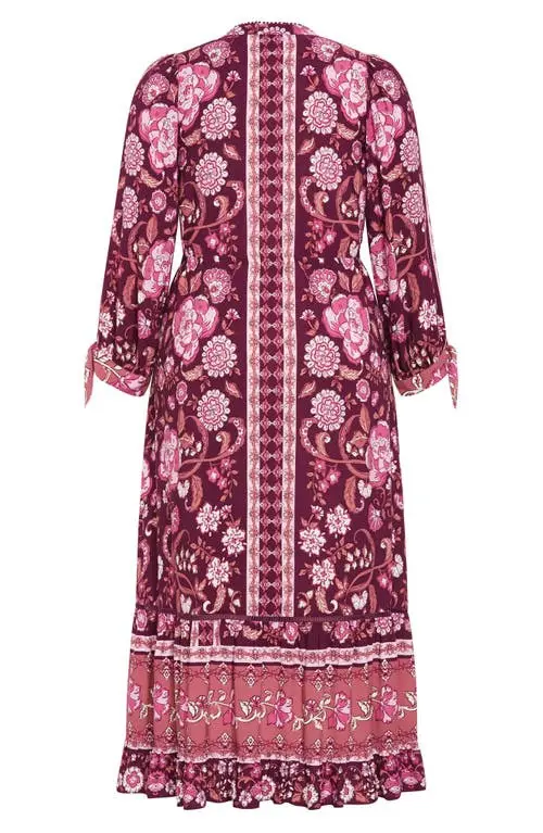 City Chic Trinity Print Long Sleeve Maxi Dress