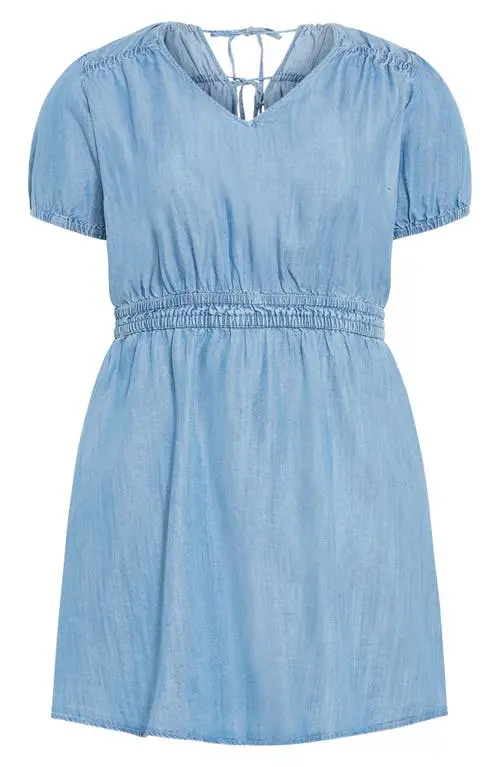 City Chic Emma Short Sleeve Minidress - Light Wash
