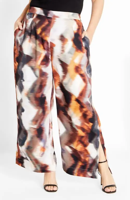 City Chic Mira Printed Wide-leg Pants - Geo Print