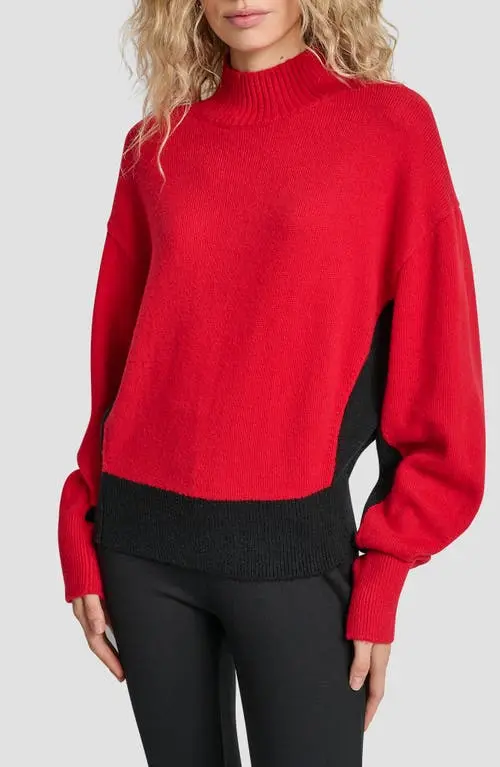Dkny Colorblock Turtleneck Sweater - City Crimson/black