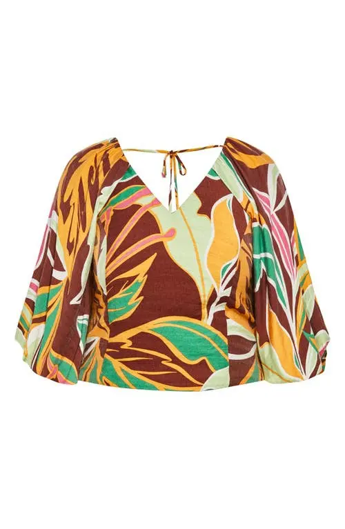 City Chic Petra Print Puff Sleeve Top