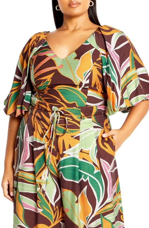 City Chic Petra Print Puff Sleeve Top
