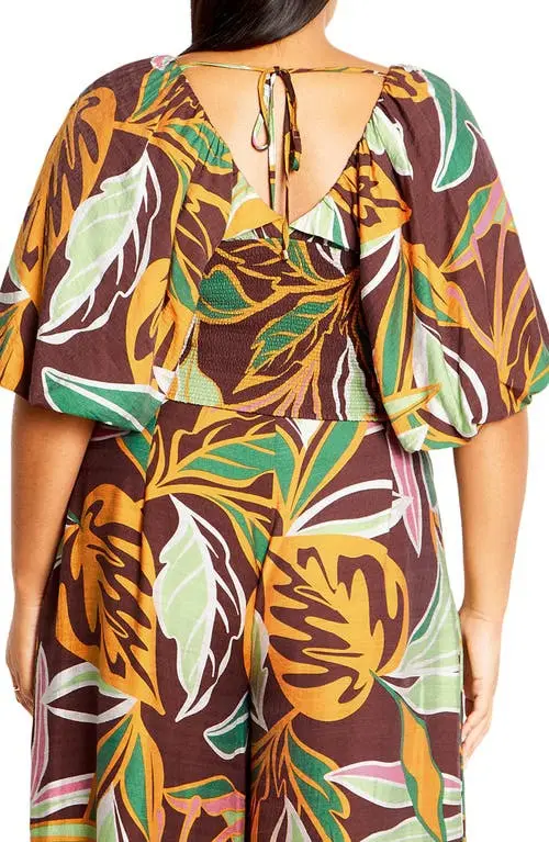 City Chic Petra Print Puff Sleeve Top