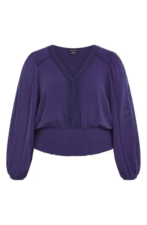 City Chic Frances Lace Blouson Top