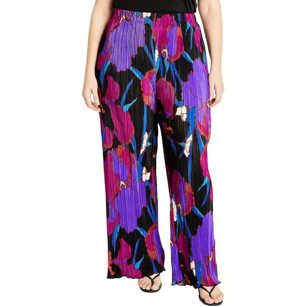 City Chic Kira Print Straight-leg Pants - Abstract
